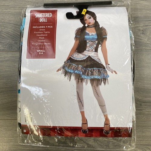 Adult Sexy Shattered Doll Costume Fancy Dress Size S 2-4 Cosplay Dress ...