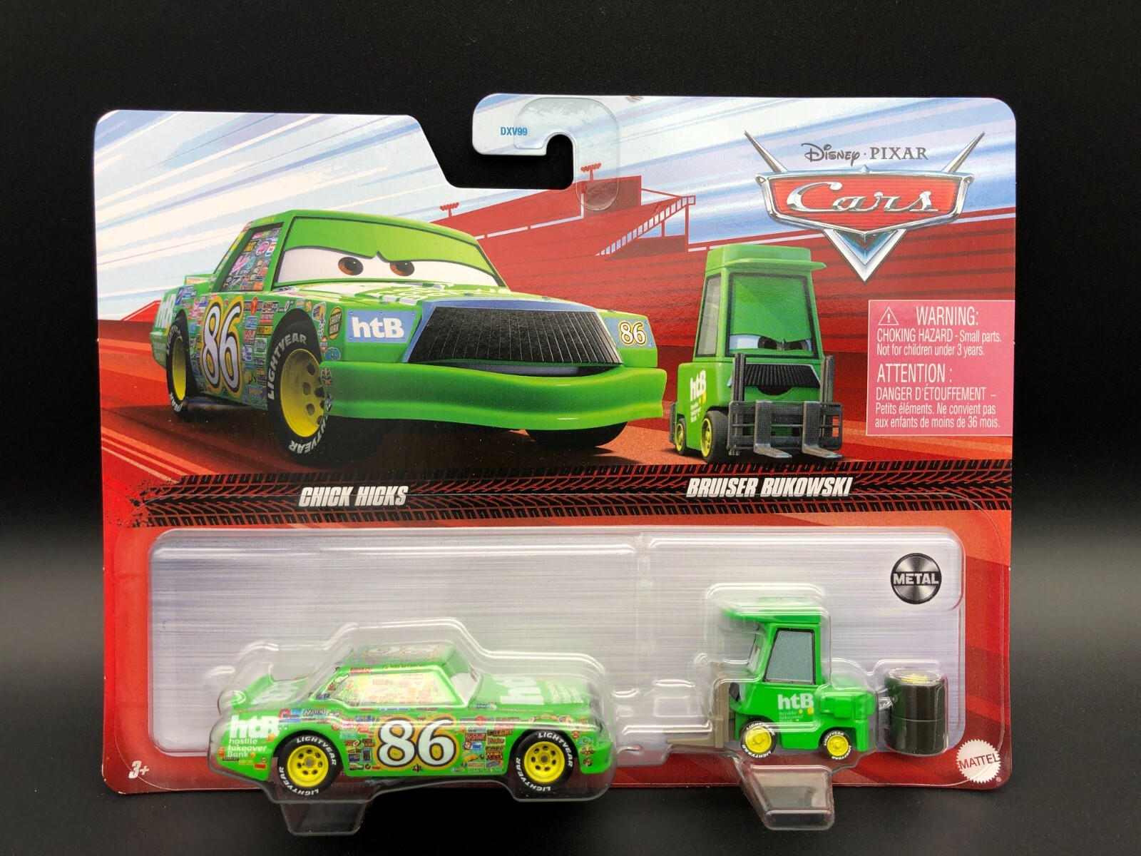 Disney Pixar Cars Chick Hicks & Bruiser Bukowski 2 Pack HTB Pitty Tires ...