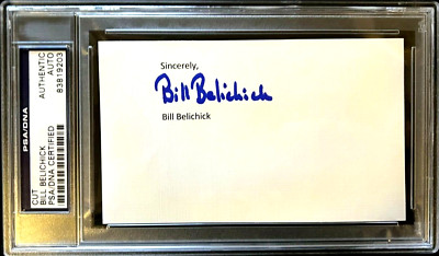 BILL BELICHICK SIGNED AUTOGRAPHED 3X5 CUT NEW ENGLAND PATRIOTS HOF PSA ...