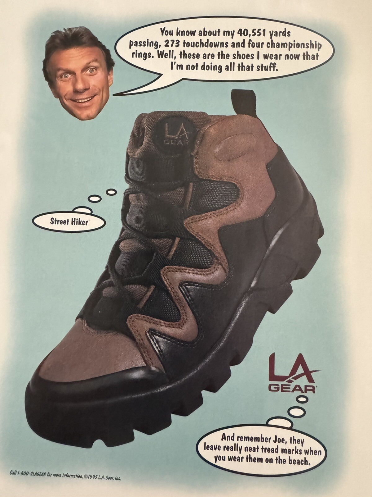 Joe Montana LA Gear Street Hiker Shoes 1995 Full Page Print Ad | eBay