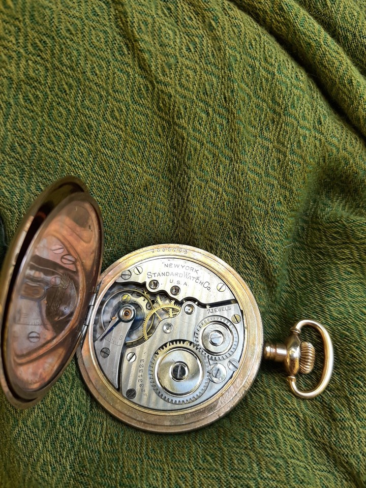 ANTIQUE STANDARD NY POCKET WATCH DOUBLE HUNTER CASE GOLD FILLED RUNS | eBay