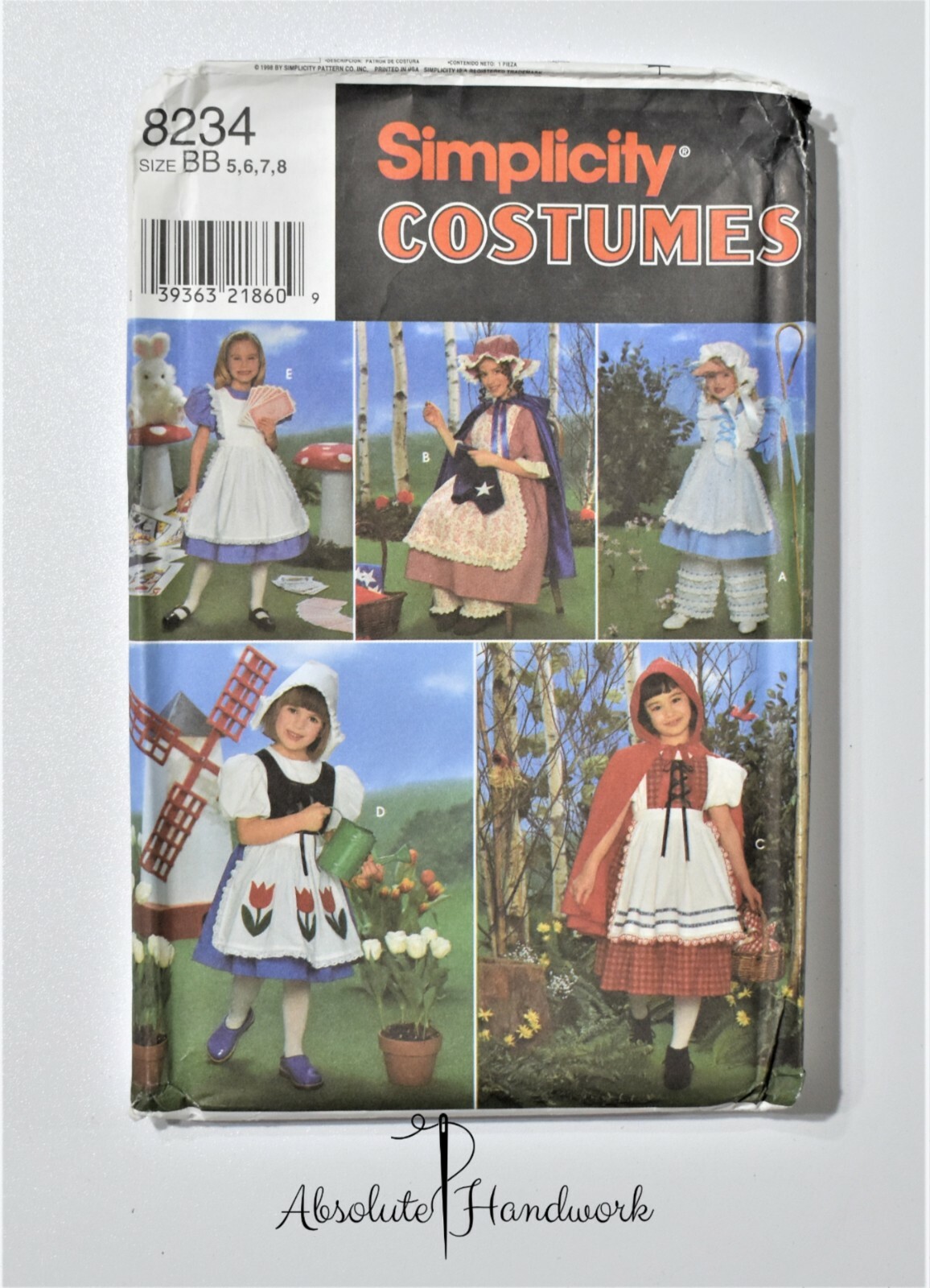 Simplicity 8234 Costume Pattern Dutch Girl Red Riding Hood Alice Size 5 ...