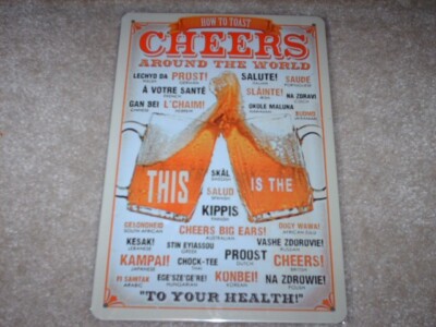 New "How To Toast - Cheers Around The World" Tin Metal Sign 8" X 12" | eBay
