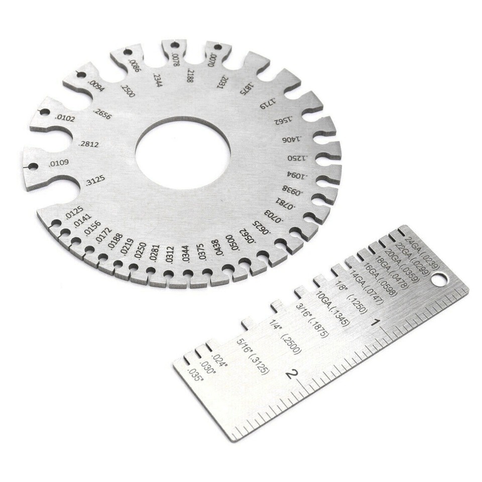 2PCS Sheet Metal Gauge Thickness Gage Measuring Tool US Standard Gauge ...