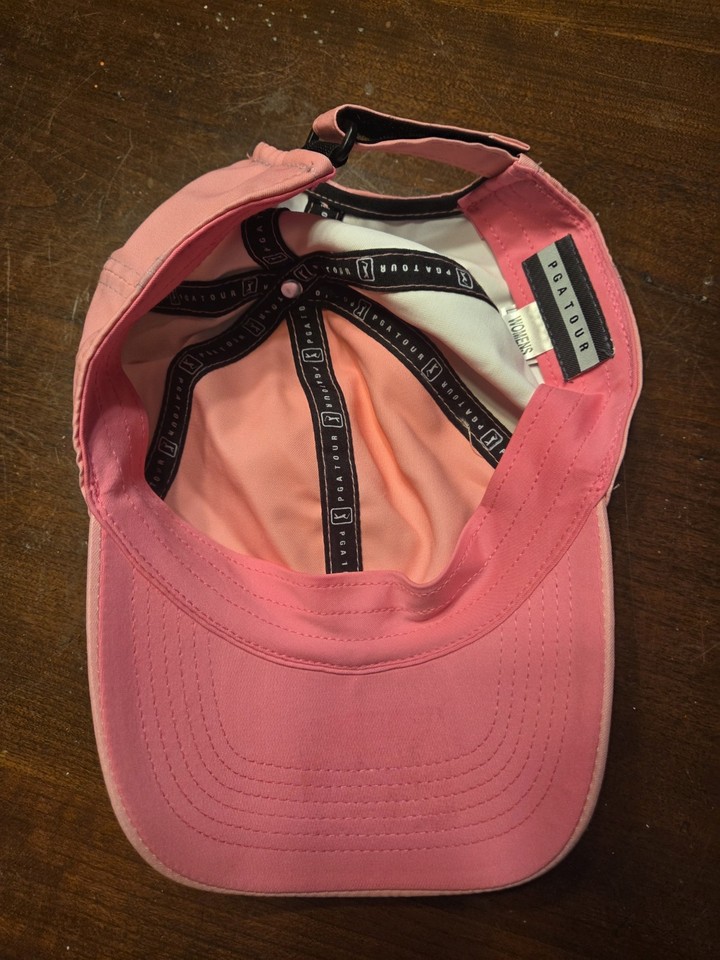 PGA Tour Golf Hat Women's Pink Adjustable Cap Embroidered Logo ...