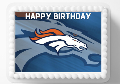 Denver 1/4 sheet Edible Cake Topper Party Edible Cake Football Image | eBay