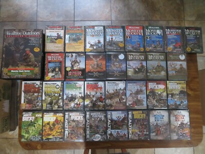 60 REALTREE MONSTER BUCKS DEER HUNTING LOT; 46 NEW DVD'S. YEARS 1 to 30 ...