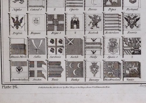 1788 ORIGINAL PRINT FLAG OF NATIONS GREAT BRITAIN AMSTERDAM MALTA ...