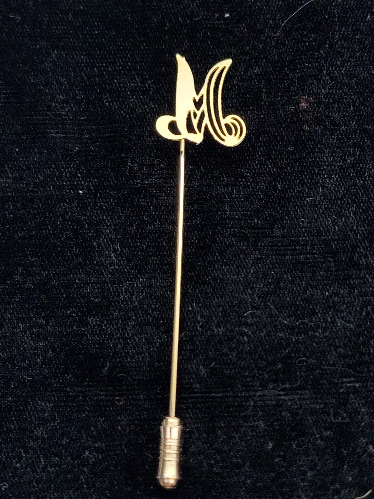 Vintage Gold Tone Monogram Letter "M" Stick Pin Initi… - Gem