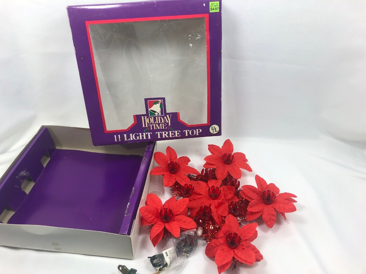 Vintage Christmas Lighted Tree Topper Poinsettia Light Kit For