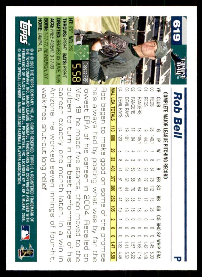 2005 Topps Rob Bell Baseball Cards #619 | eBay