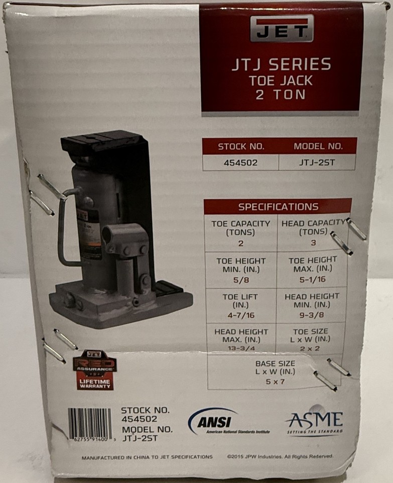 JET 2-Ton Hydraulic Toe Jack (Model JTJ-2ST) | eBay