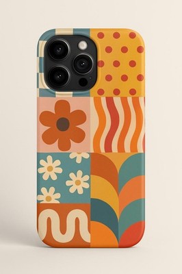 Retro Groovy Colorful Geometric Flower Patterns Phone Case for iPhone 11 to 16 | eBay