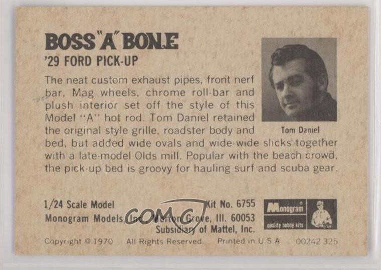 1970 Monogram Models Hot Rods Inserts Boss A Bone #6755 5xh | eBay