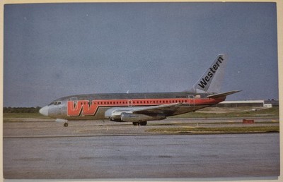 Vintage Postcard Western Airlines Boeing 737-2J8 Advanced Plane Jet ...