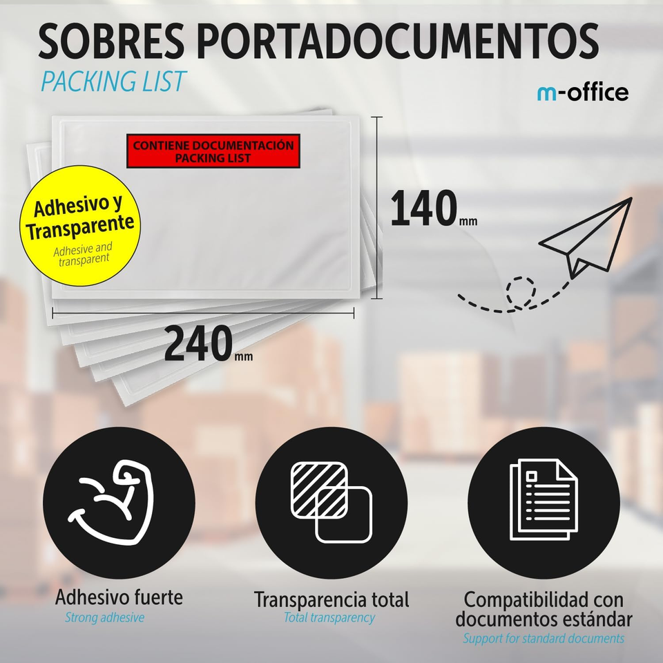 Buste Portadocumenti Adesive 240X140Mm, Packing List, Buste Trasparenti ...