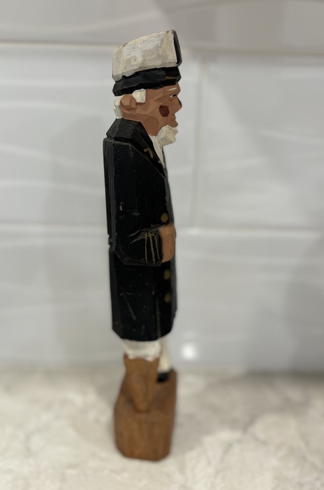Vintage Hand Carved Painted Folk Art Peg Leg Sea Captain Sailor ...