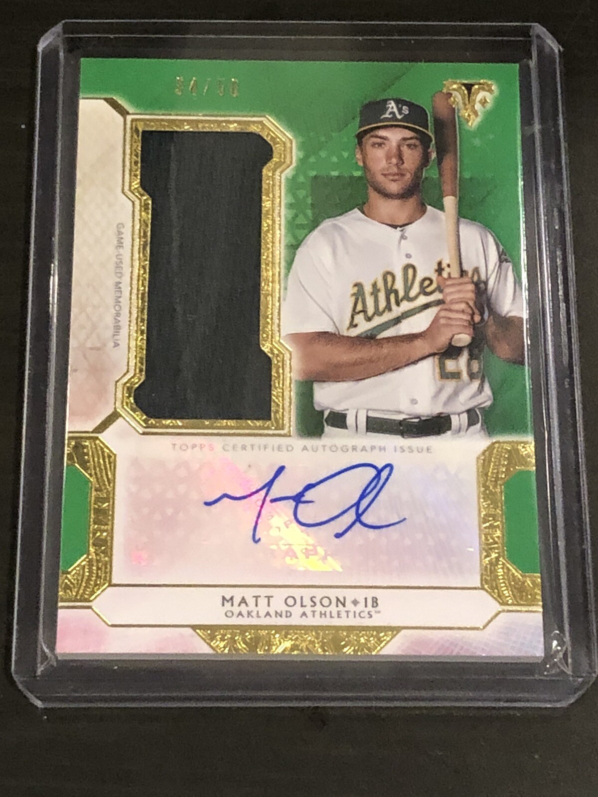 Matt Olson 2018 Triple Threads Auto Autograph Jersey Green #34/50 A's ...
