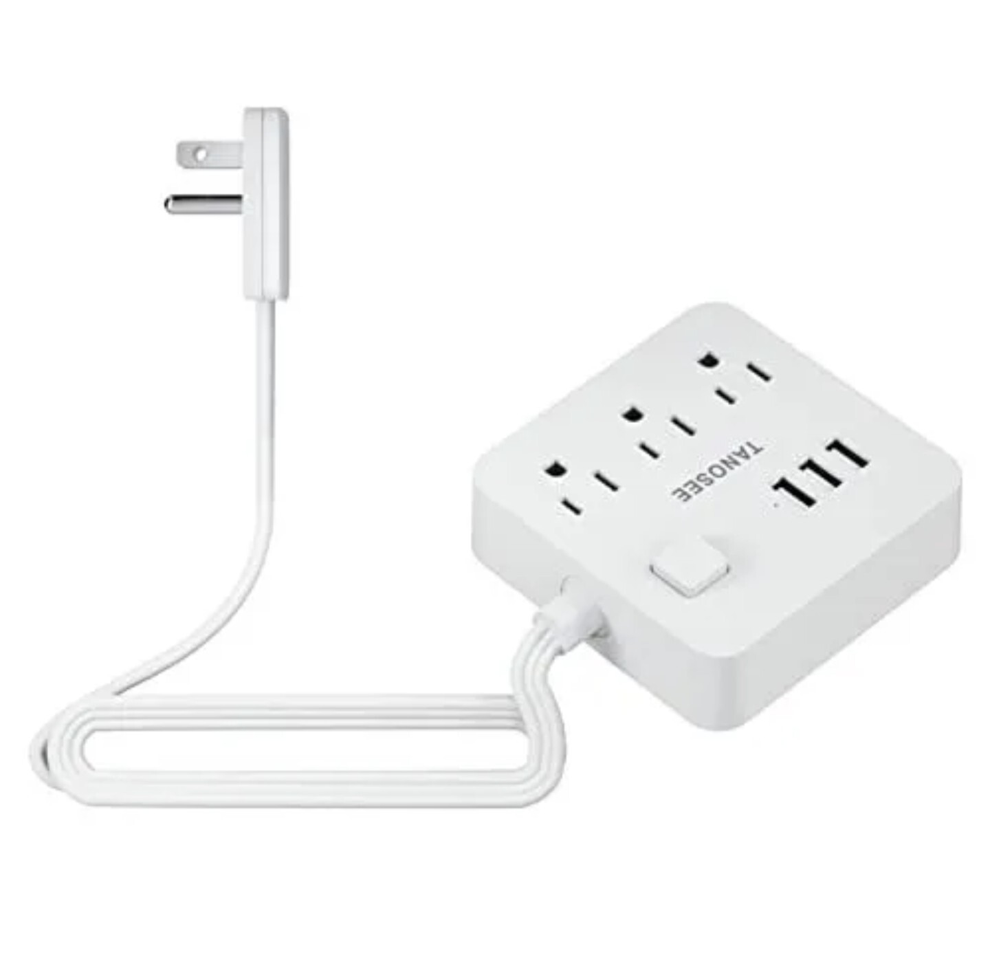 Flat Plug Power Strip, Thin Wall Plug with 3 Outlets 3 USB Charging ...
