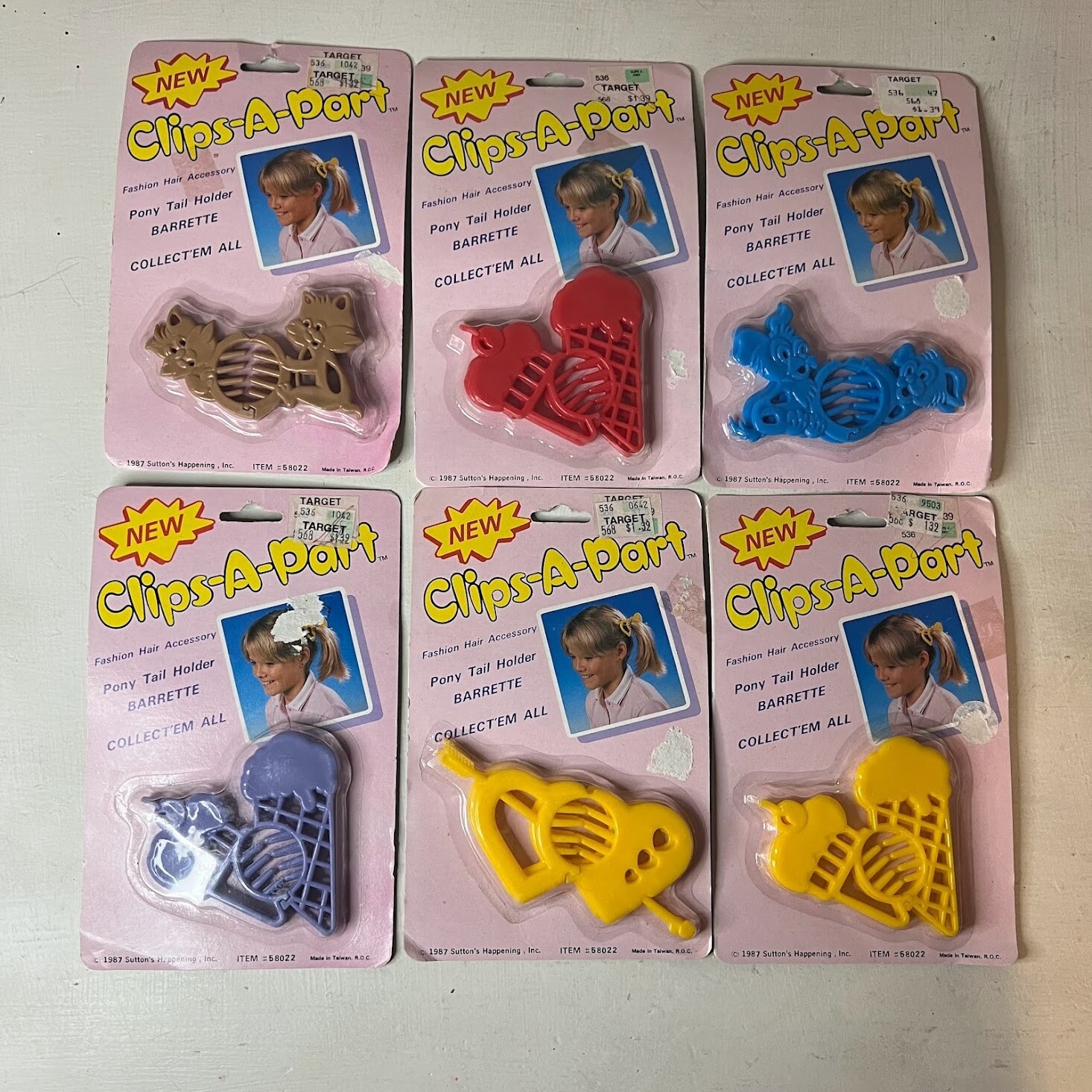 New VTG 80s Clips-A-Part Girls Plastic Hair Clips Cut… - Gem