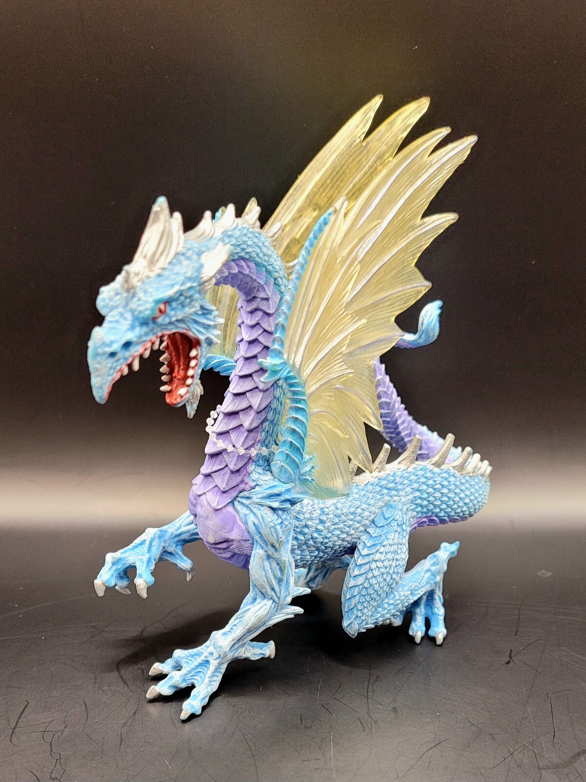 2010 Safari Ltd ICE DRAGON Figure Blue Purple Silver Fantasy 5" Dragon ...