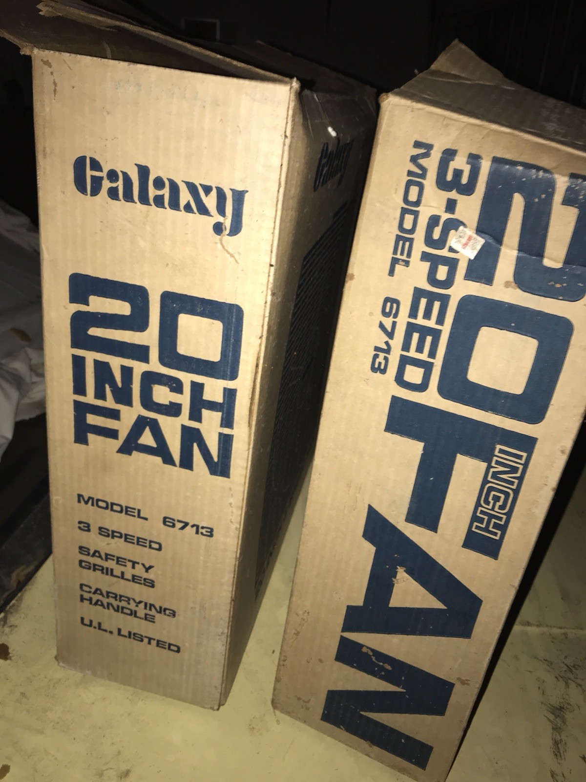 1980-1981 Galaxy Model 6713 Blue Blade Box Fan 20” Lot Of 2!! Extremely ...