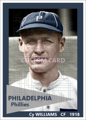 Cy Williams - 1918 Philadelphia Phillies - 2.5 x 3.5 custom card (blank ...