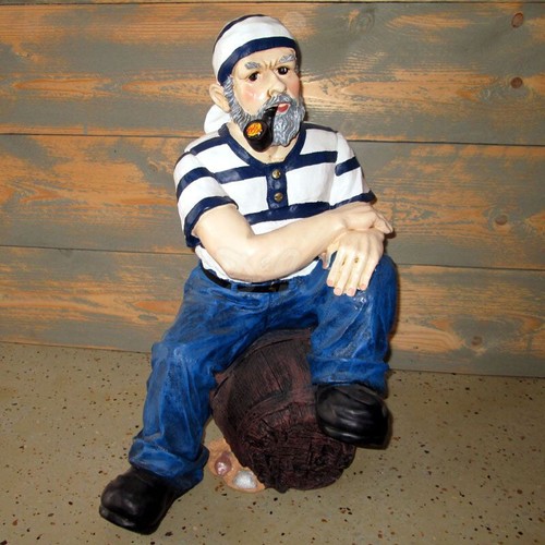 MATROSE auf FASS 60 cm SEEMANN MARITIME DEKORATION Garten Figur Deko ...