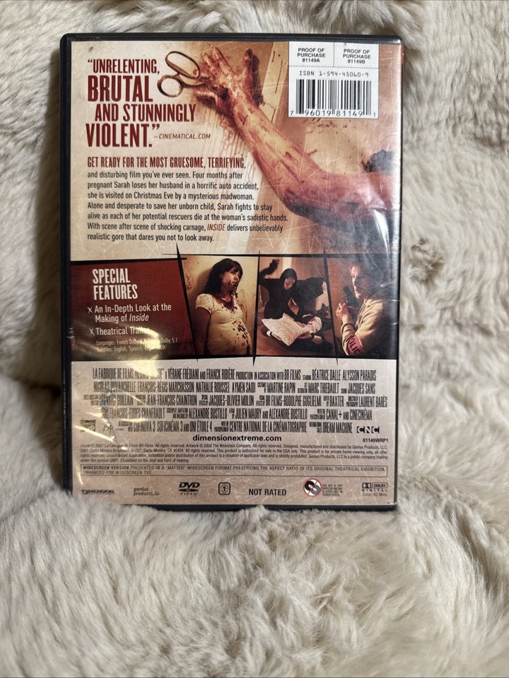Inside Unrated DVD with Slipcover 2007 Dimension Extreme French Horror ...