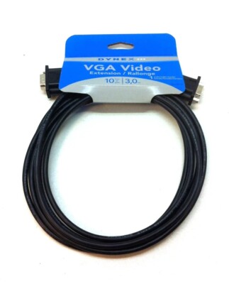 Dynex VGA PC Video Monitor Extension Cable 10 feet (3.0 M) Male to ...