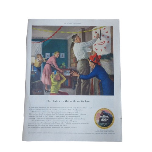 1951 Prudential Insurance - Clock With Smile On Face - Vintage Print Ad ...