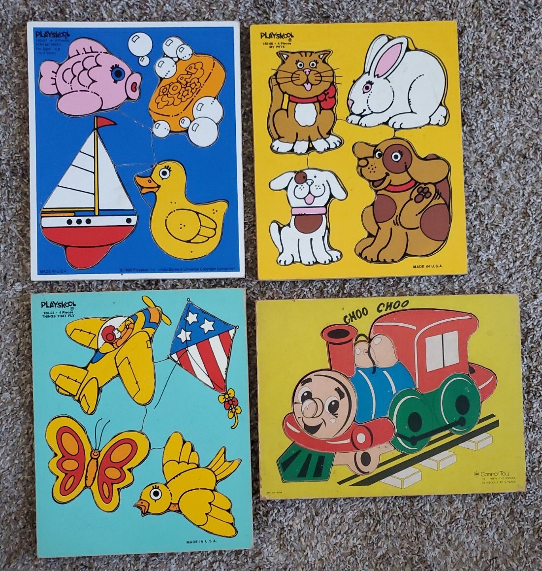 Vintage Playskool Wooden Puzzles Moon Cow