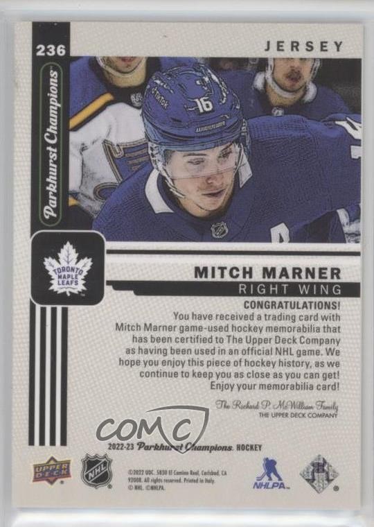 2022-23 Upper Deck Parkhurst Champions Jersey Mitch Marner #236 | eBay