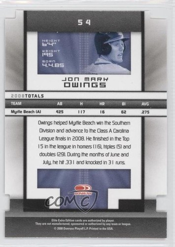 2008 Donruss Elite Extra Edition Status Gold Die-Cut /25 Jon Owings ...