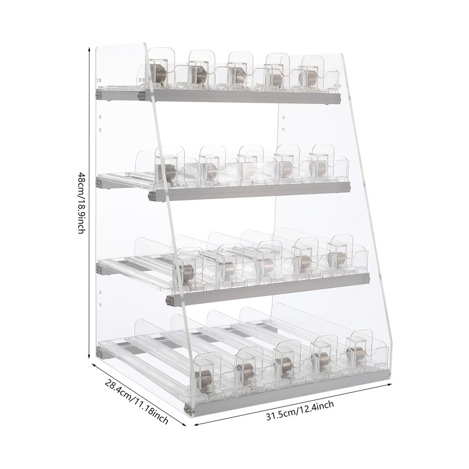 4 Tier Cigarettes Display Rack, Wall Mounted Trapezoid Clear Acrylic ...