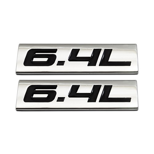 2x Black Chrome Side Fender 6.4L Metal Logo V6 V8 Engine Emblem Racing ...