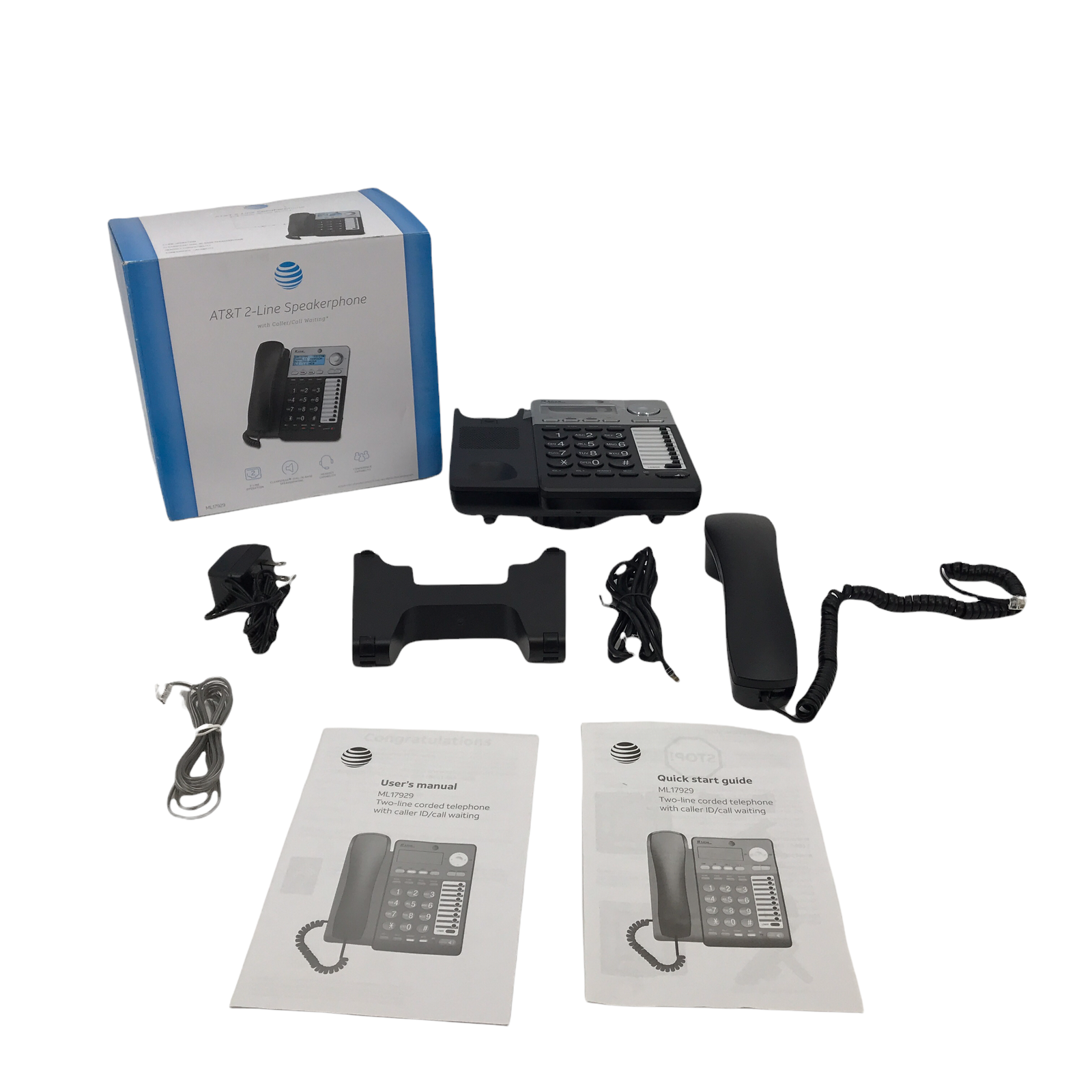AT&T ML17929 2 Line Office Phone Caller ID Speaker Black #NO3057 | eBay