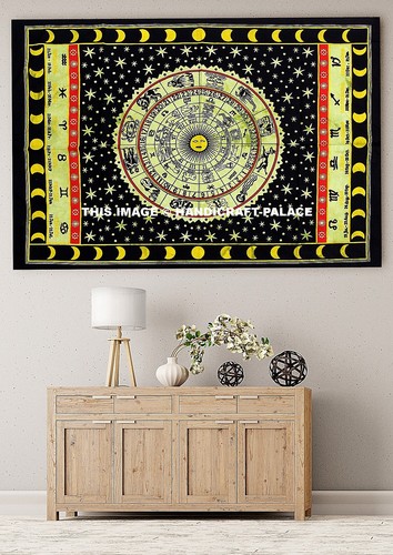 Indian Yoga Mat Wall Hanging Ethnic Cotton Tapestry Astrology Zodiac ...