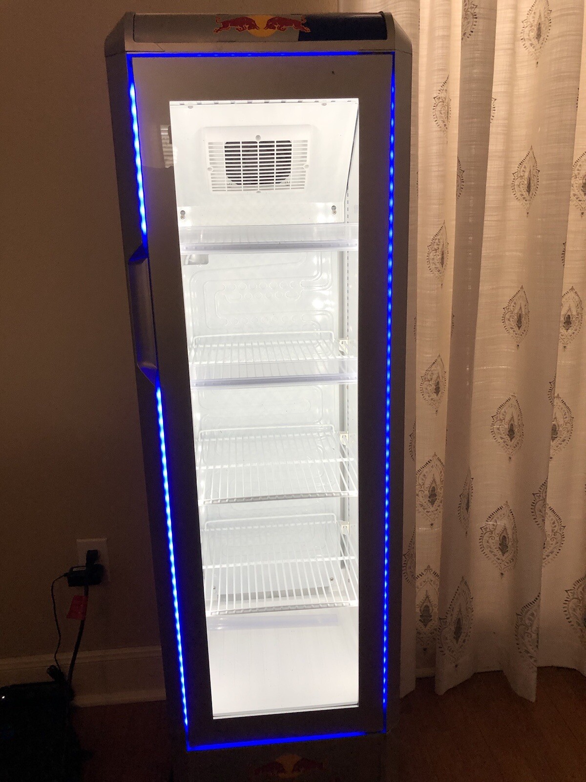 Near Mint Red Bull Energy Refrigerator Glass Door Aluminum Bar Slim ...