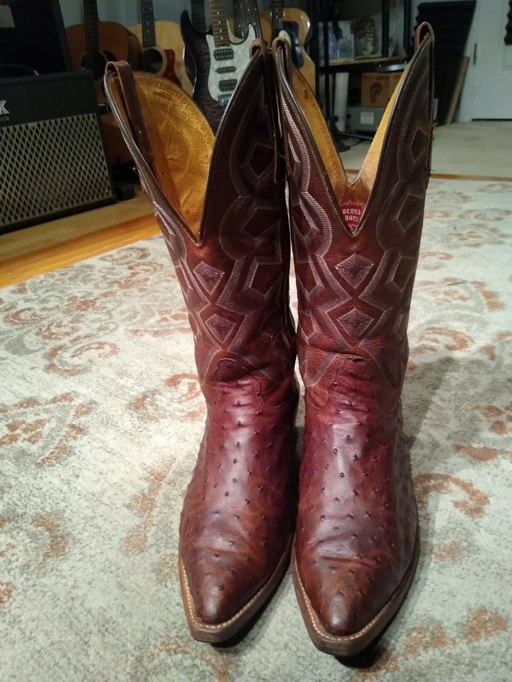 NOCONA BROWN FULL QUILL OSTRICH & LEATHER J TOE COWBOY BOOTS #1117EP ...