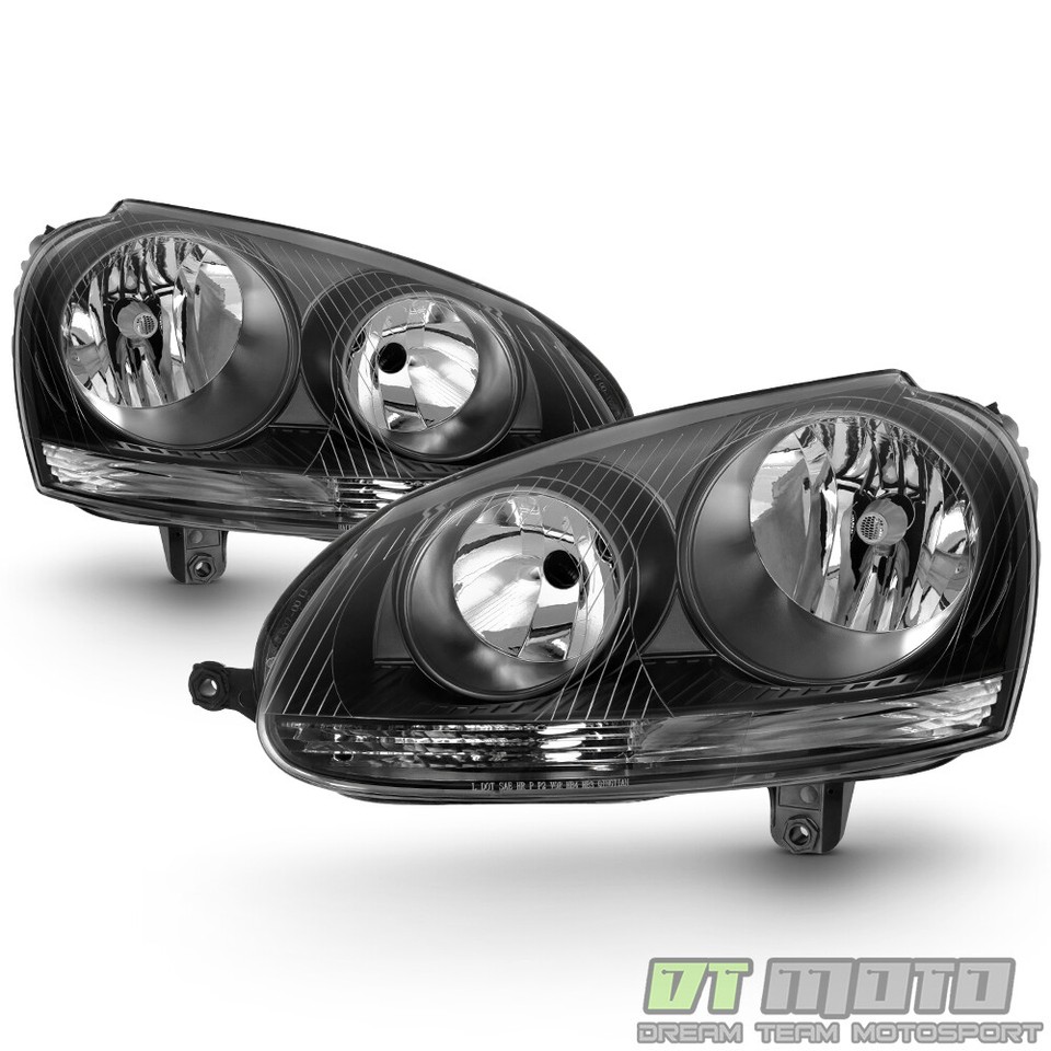 Black 2006 2007 2008 2009 Volkswagen Jetta GTI MK5 Headlights 06-09 ...