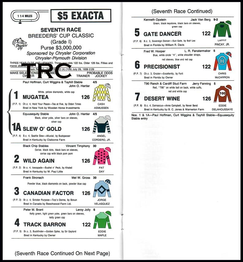 1984 BREEDERS CUP HORSE RACING PROGRAM -MINT - INAUGURAL RUNNING ...