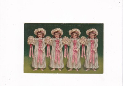 RARE QUADRUPLETS GIRLS EMBOSSED POSTCARD 1908 CANCEL KEYS GIRLS ? | eBay