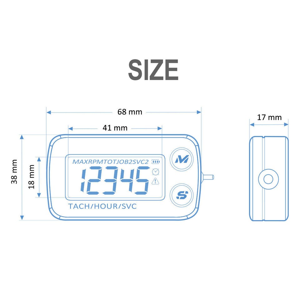 Waterproof Digital Tachometer Tach Hour Meter For Dirt bike/ATV/UTV 2/4 ...