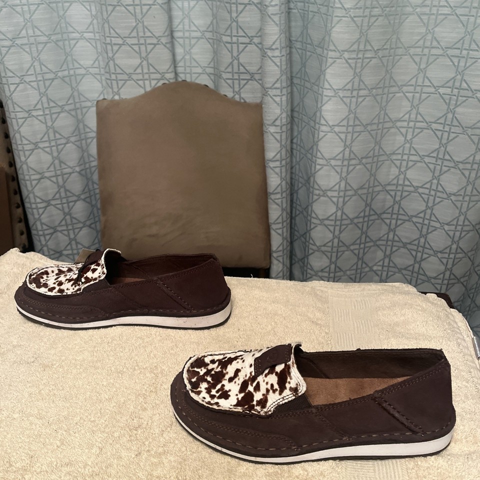 Ariat Cruiser Slip On Shoes Brown Cow Hair Hide Chocolate Chip Women’s ...