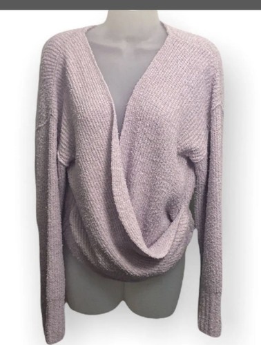 Free People Purple Faux Wrap Sweater No Size Tag Chest 22 Inches Length ...