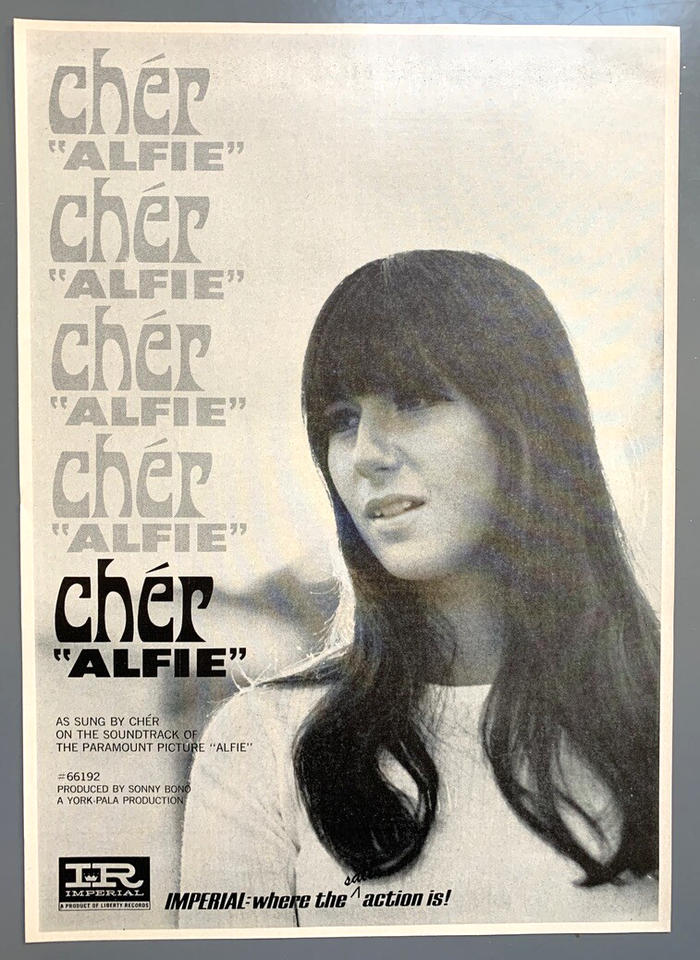 CHER 1966 vintage POSTER ADVERT ALFIE Imperial CHÉR | eBay