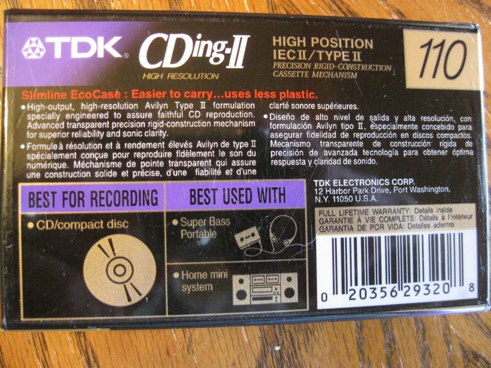 TDK CDing-II 110 High Res, Bias & Position IEC II/Type II Cassette Tape ...