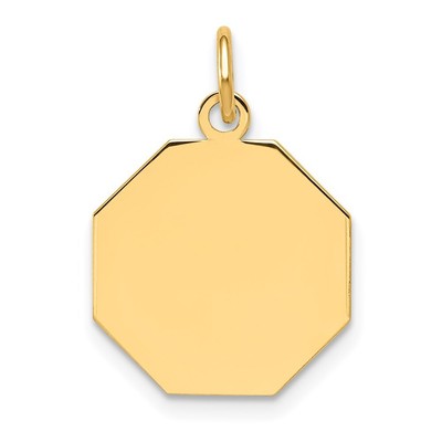 Real 14kt Yellow Gold Plain .018 Gauge Engravable Octagonal Disc Charm ...
