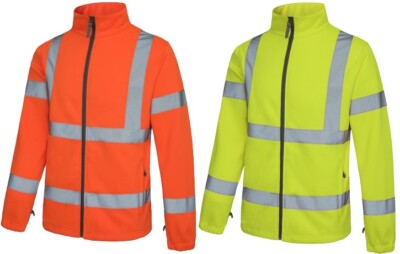 Mens Hi Vis Full Zip Fleece Visibility Jacket High Viz Work-Wear | eBay